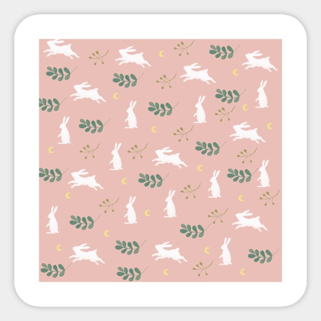 Pink rabbit pattern - Pink Rabbit - Sticker | TeePublic