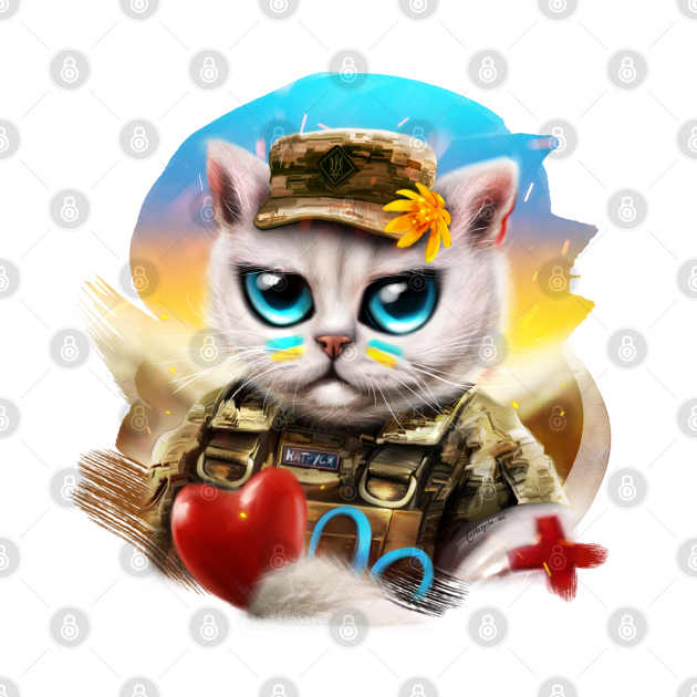 Ukrainian Army medic cat with red heart - Ukraine - T-Shirt | TeePublic