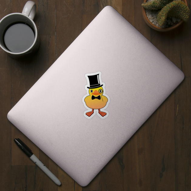 Cool Rubber duck top hat and monocle - Duck - Sticker | TeePublic