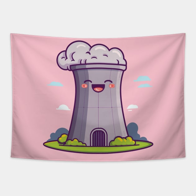 Nuclear Reactor Cooling Tower Kawaii Cute - Kawaii - Tapestry | TeePublic