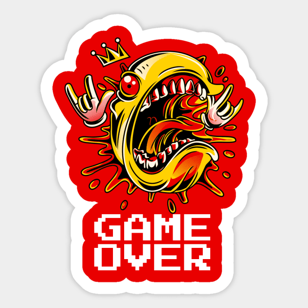 Pac Man Game Over - Pacman - Sticker | TeePublic