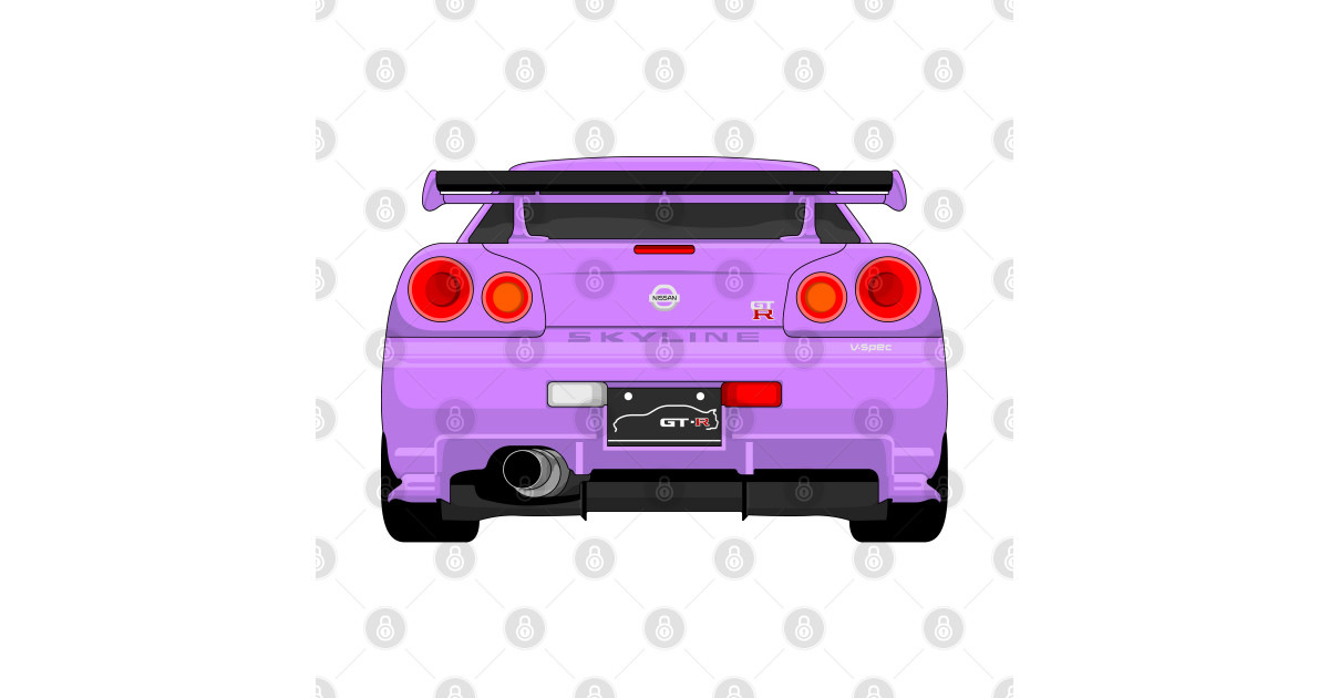 GTR R34 VIOLET - Nissan Skyline Gtr R34 - Sticker | TeePublic