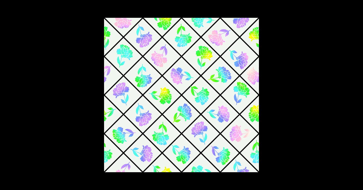 Window Pane Diagonal Floral Black Line on Off White - Flowers - Sticker ...