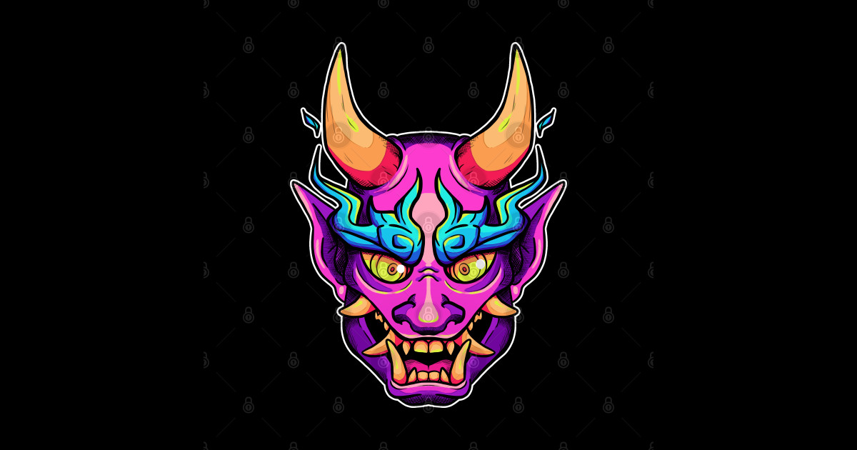 Oni head (pink) - Oni - Sticker | TeePublic
