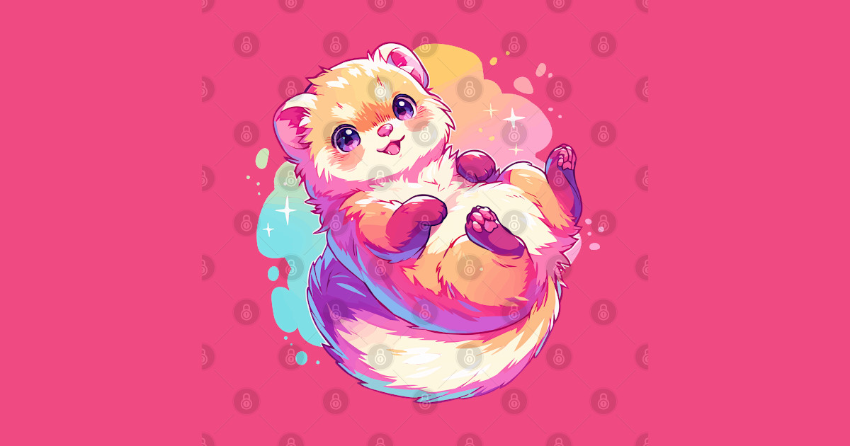 Happy ferret with vivid colors - Ferret - T-Shirt | TeePublic