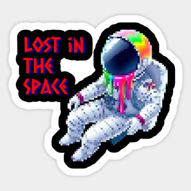 Pixel Art Astronaut Drip - Astronaut In Space - Sticker | TeePublic