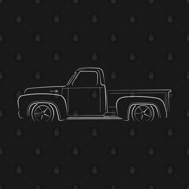 front/profile 1955 Ford F-100 - stencil, white - F 100 - T-Shirt ...