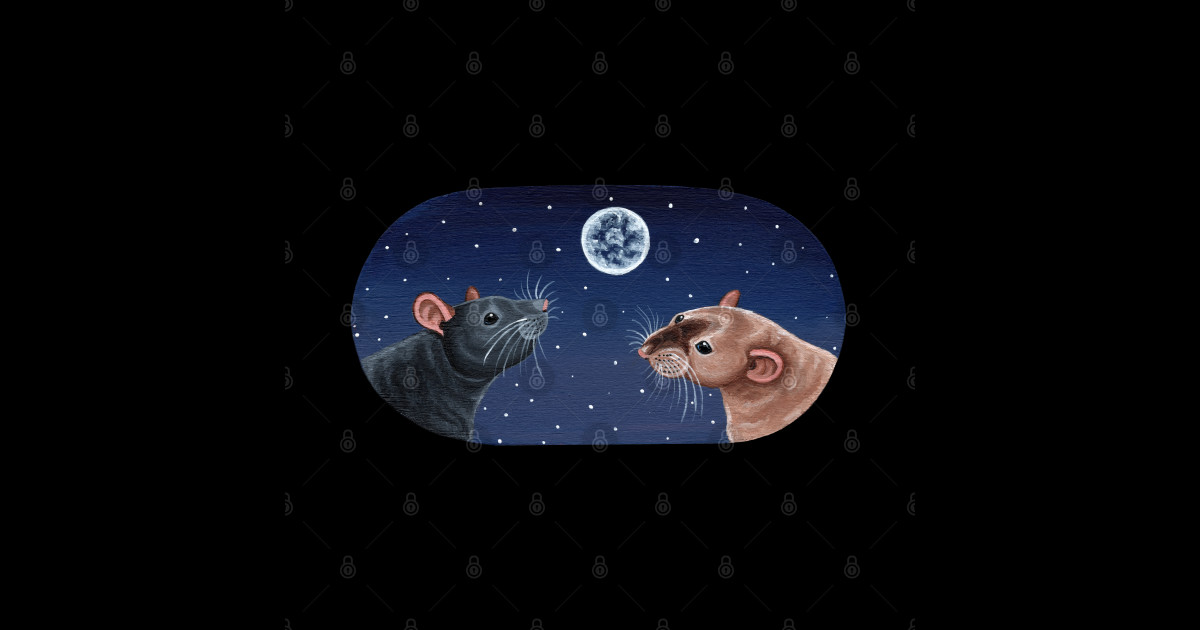 Rats Under the Moon - Rat - Sticker | TeePublic