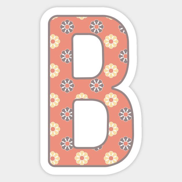 MONOGRAM LETTER B PINK FLORAL TYPOGRAPHY DESIGN - Letter B - Sticker ...
