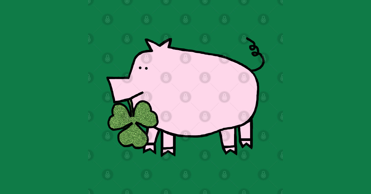 Cute Pig Holding Shamrock for St Patricks Day - Pastel Pink - T-Shirt ...
