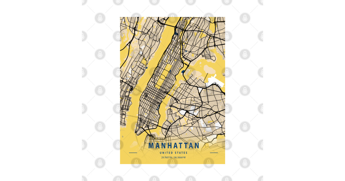 Manhattan - United States Yellow City Map - Manhattan United States ...