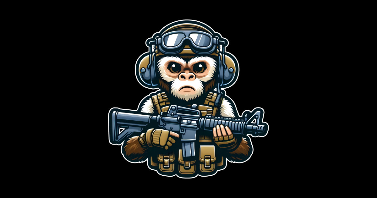 Tactical Monkey - Monkey - Sticker | TeePublic