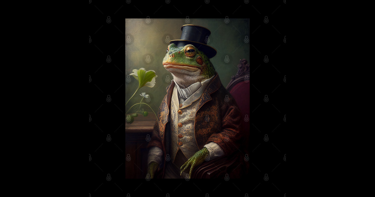 Victorian frog portrait 1 - Frog - Sticker | TeePublic