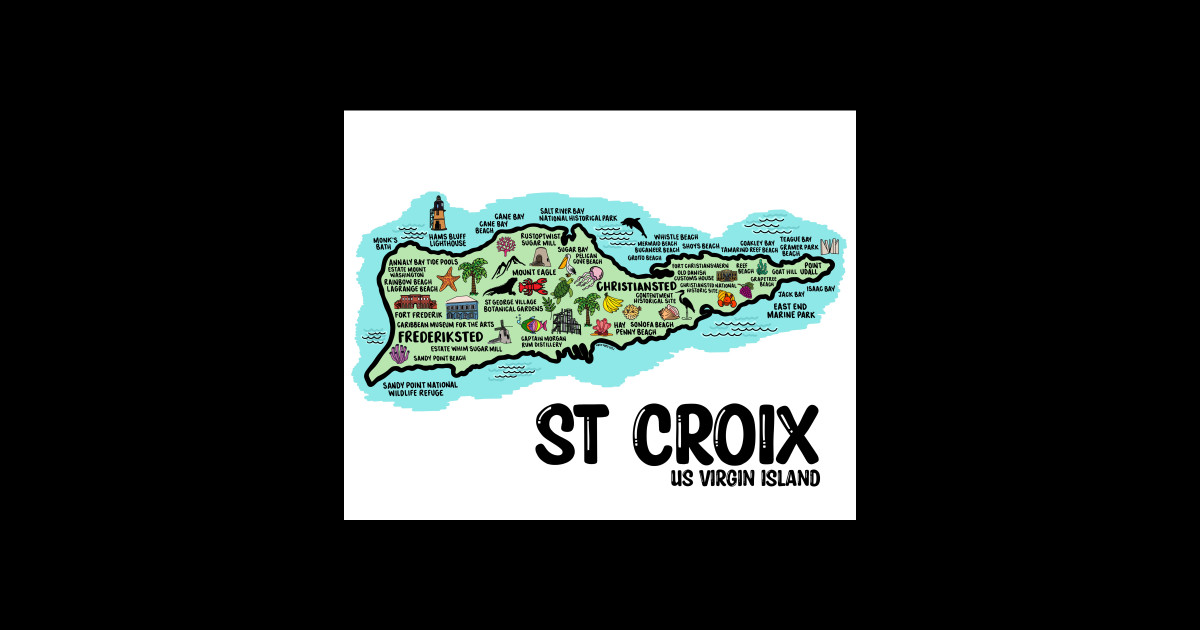 St Croix Map Art - St Croix - Sticker | TeePublic