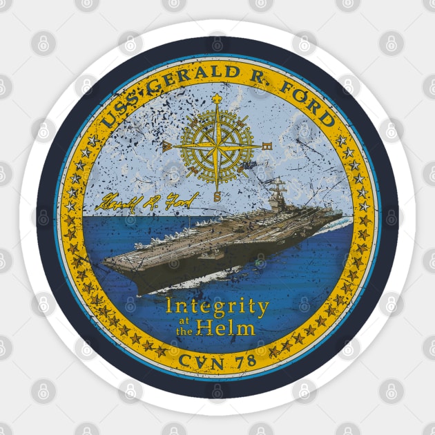 USS Gerald R. Ford - Aircraft Carrier - Sticker | TeePublic