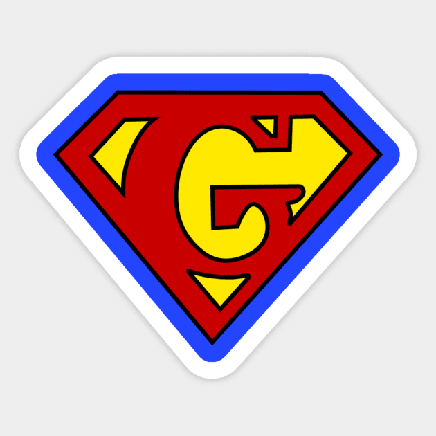 Superhero Symbol Letter G - Superman Symbol Letter G - Sticker | TeePublic