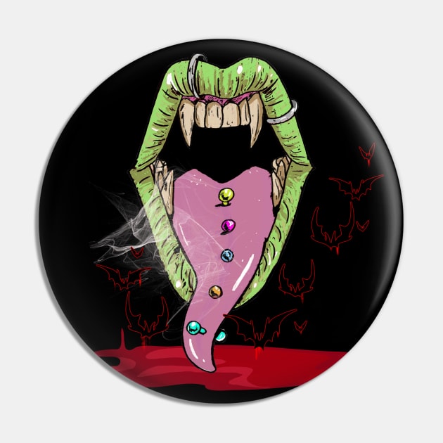 Bite Me Punk - Licking Lips - Pin | TeePublic