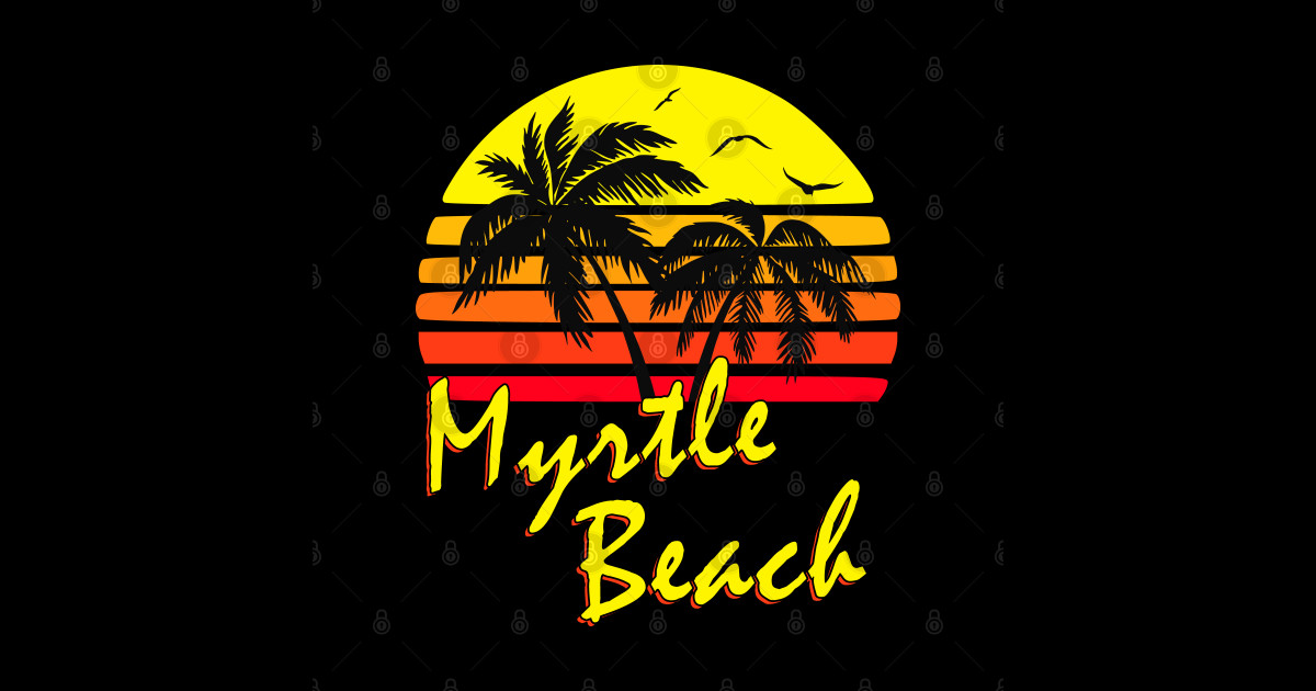 Myrtle Beach Retro Sunset - Myrtle Beach - Sticker | TeePublic
