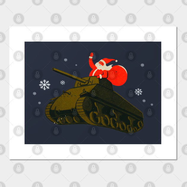 WWII M4 Sherman tank and Santa Claus Retro - M4 Sherman Christmas ...