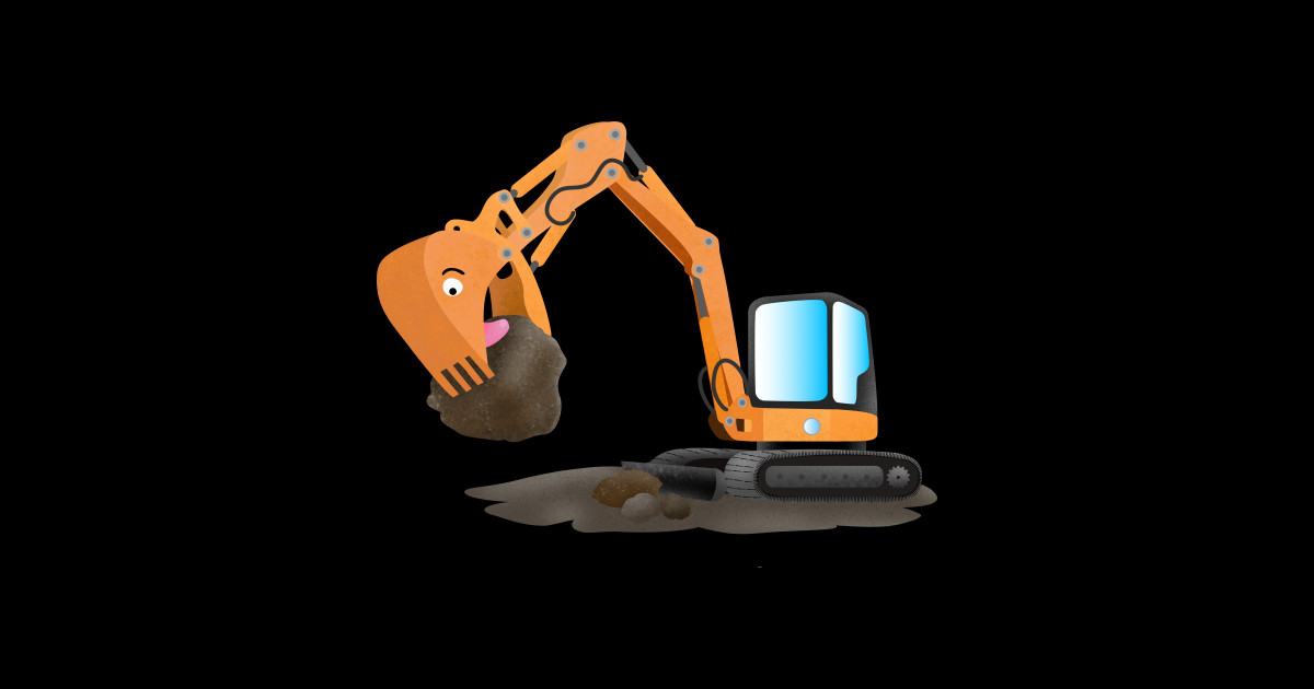 Cute orange excavator digger cartoon - Excavator - Sticker | TeePublic