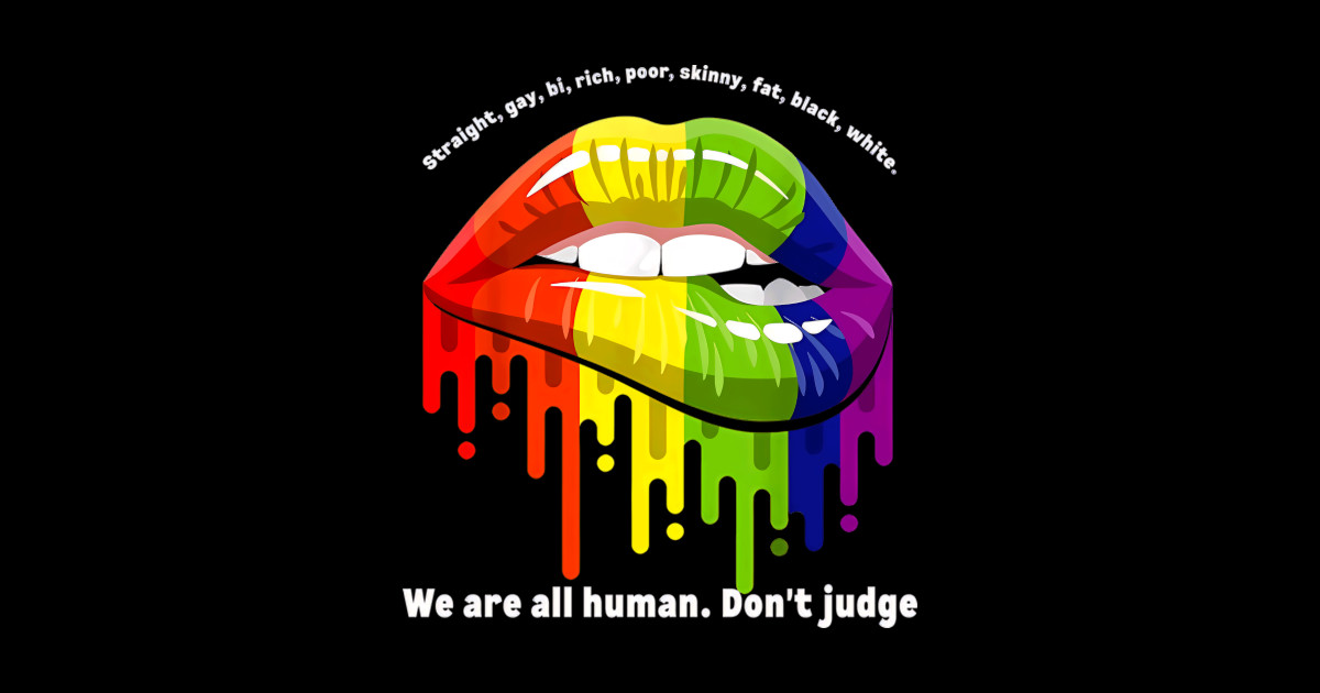 We Are All Human Rainbow Lips LGBTQ Equality - Lgbtq Equality - Sticker ...