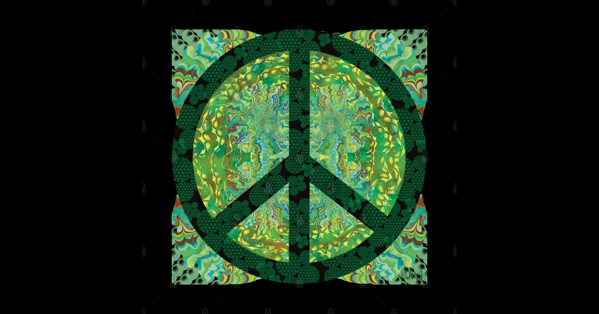 Peace Sign with Green flower of life symbols - Psychedelic Rave ...