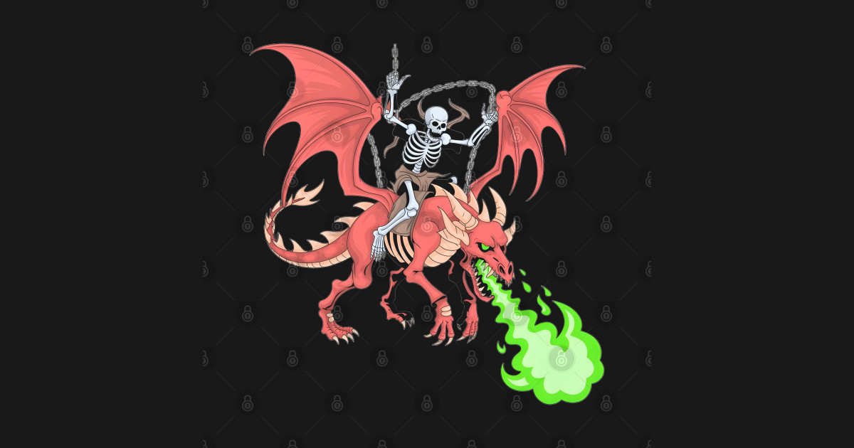 Skeleton Dragon Rider – Gothic Punk Fantasy Art - Skeleton Dragon - T ...