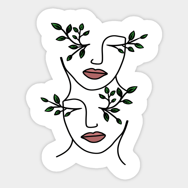 Line art face - Line Art - Sticker | TeePublic