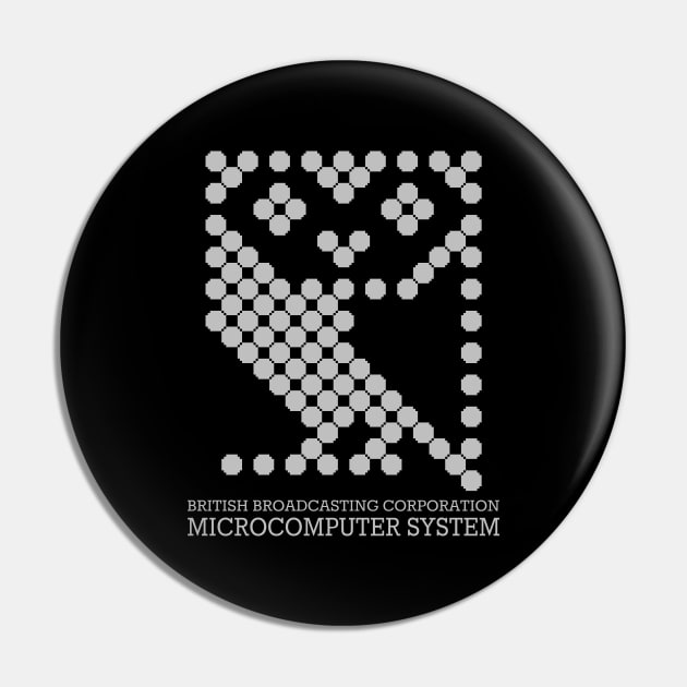 BBC Microcomputer Owl Logo in Silver Grey - Retro Computer - Pin ...