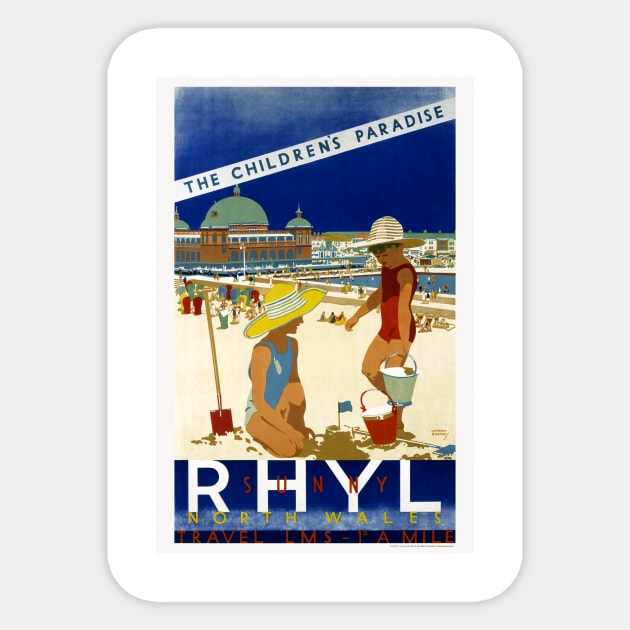 Sunny Rhyl North Wales 1935 Vintage - Rhyl - Sticker | TeePublic