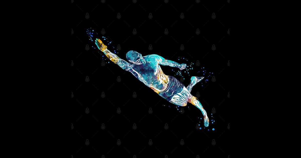 Swimmer Diving in Water - Swimmer Artwork - Posters and Art Prints ...