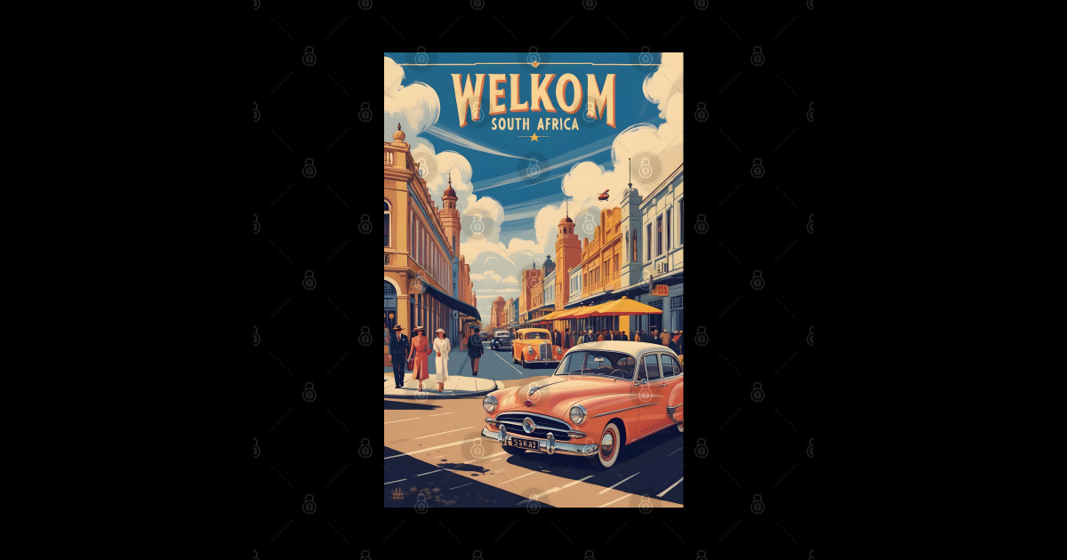 Welkom South Africa Vintage Travel Retro Poster Design - Welkom ...