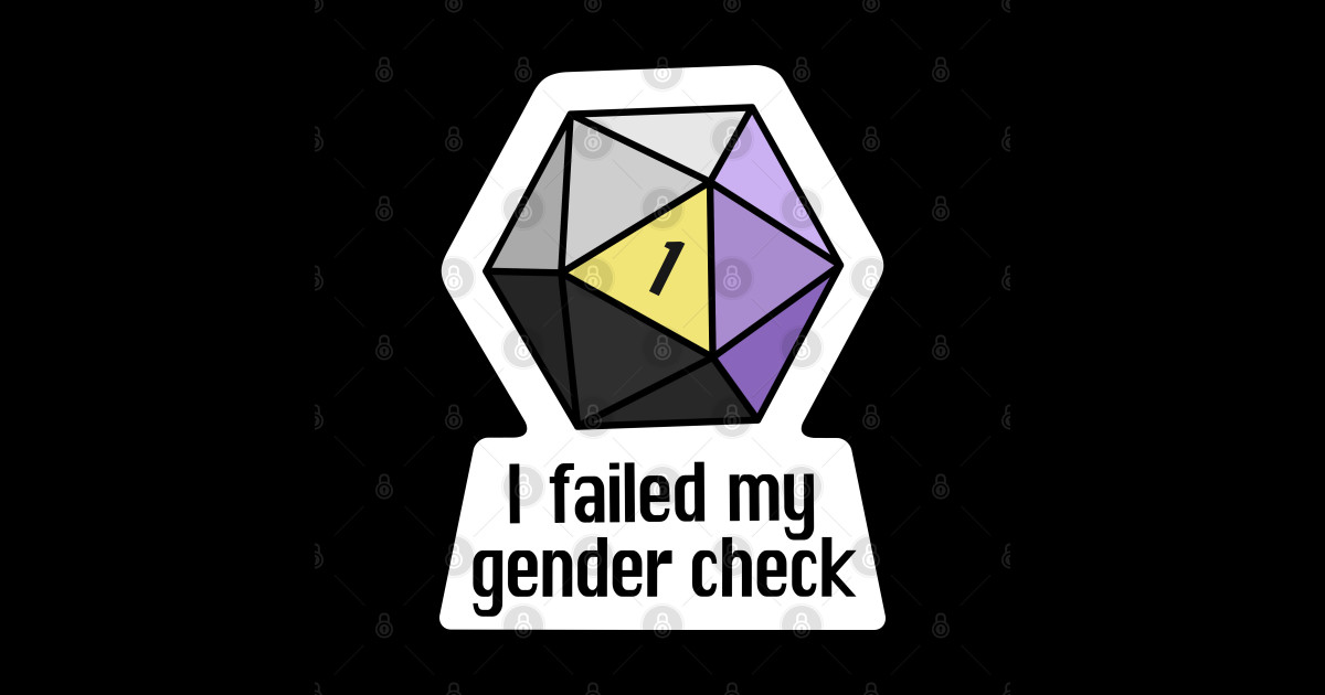 NEW! I failed my gender check (Non-Binary) - Genderqueer - Sticker ...