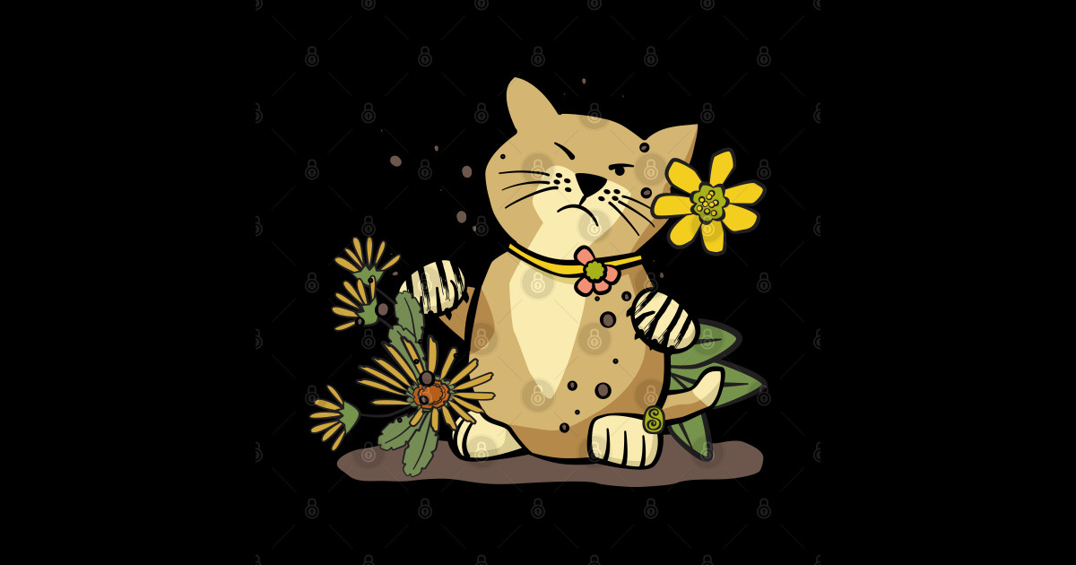 Angry Cat in Flower Garden - Angry Cat - Sticker | TeePublic