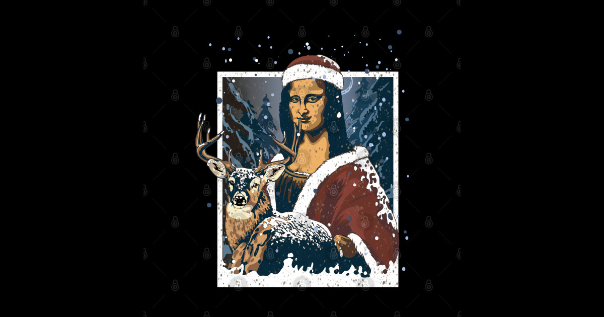 Mona Lisa Santa Christmas - Mona Lisa Christmas - Sticker | TeePublic