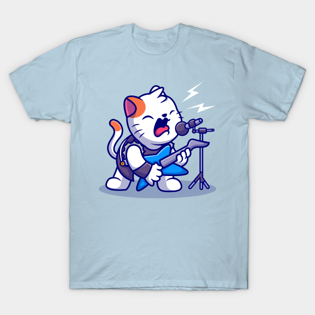Cute Cat Rocker With Guitar Cartoon - Cute Cat Rocker With Guitar ...