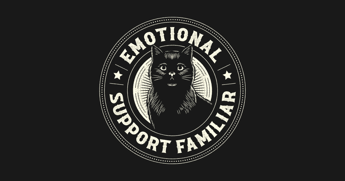 Emotional Support Familiar Black Cat by Tobe Fonseca - Emotional Support Humor - T-Shirt | TeePublic