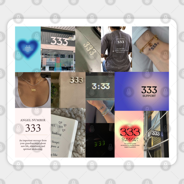 333 angel number aesthetic collage - Angel Number - Sticker | TeePublic