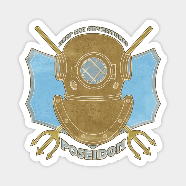Poseidon Deep Sea Adventures retro logo - Poseidon Greek God - Magnet ...