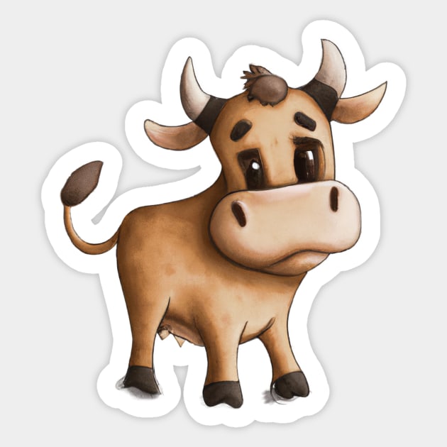Cute Ox Drawing - Ox - Sticker | TeePublic