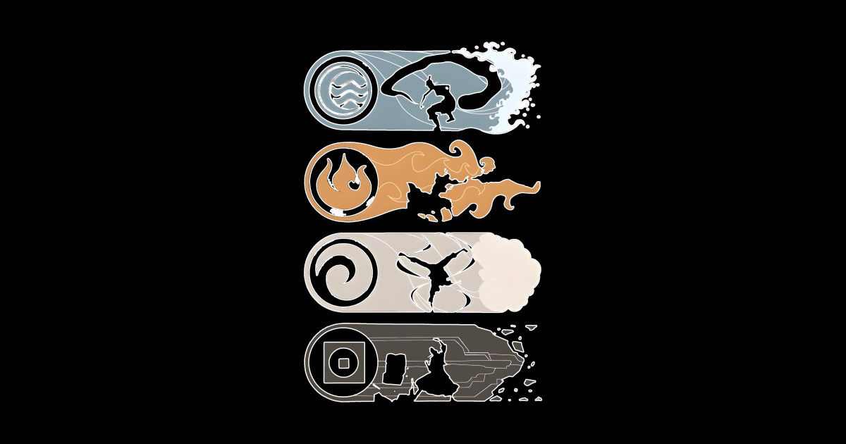 The Four Elements Avatar - Avatar The Last Airbender - Sticker | TeePublic