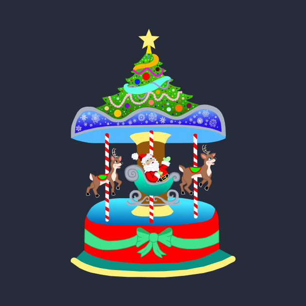Christmas Merry-Go-Round Reindeer Carousel - Merry Go Round - T-Shirt ...