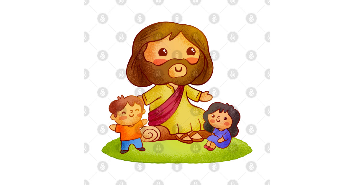 Jesus Children Cartoon - Jesus Children Cartoon - T-Shirt | TeePublic