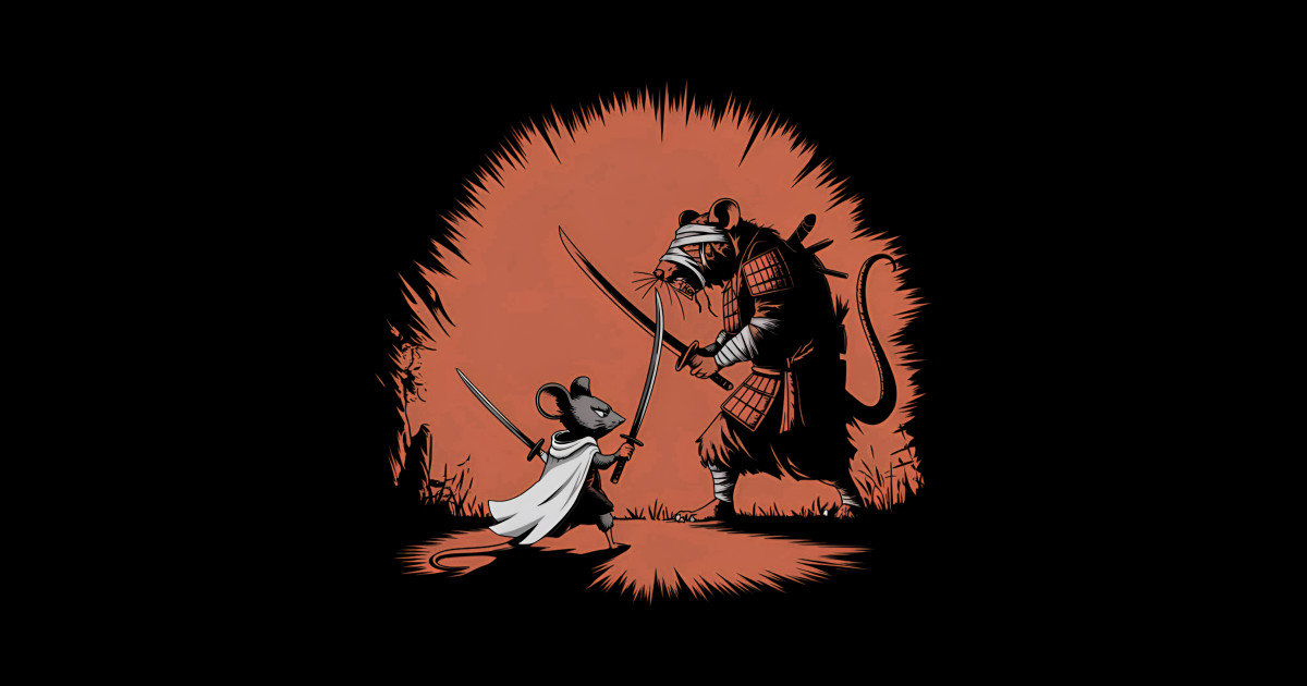 Samurai Mouse Japanese Warrior with Katana Sword - Japanese - Sticker ...