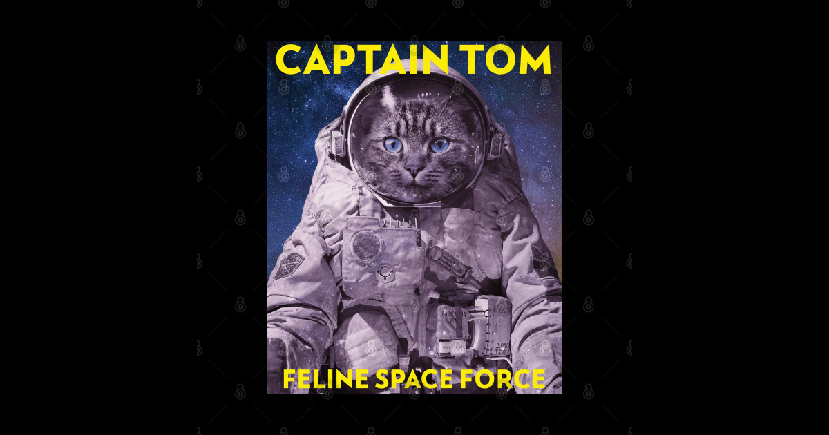 Captain Tom Feline Space Force - Cat In Space - Sticker | TeePublic