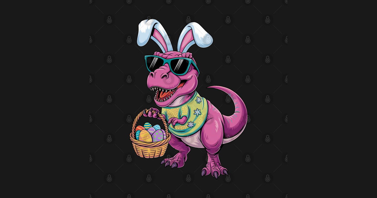 Easter T Rex Dinosaur Bunny Easter Basket Eggs - Easter Dinosaur - T ...