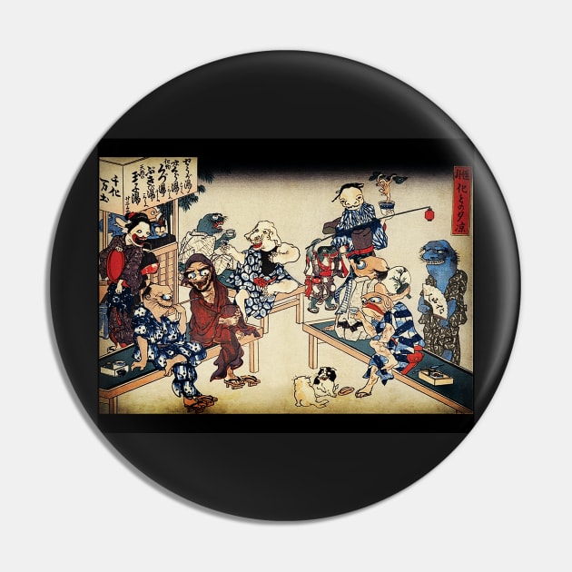 Yokai Monsters Japanese Woodcut Print Yokai Pin Teepublic