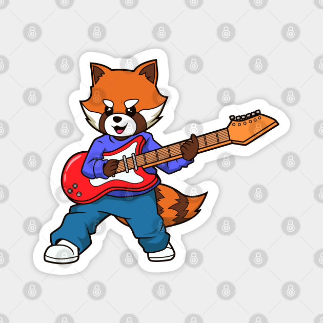 Comic red panda playing electric guitar - Guitar Player - Magnet ...
