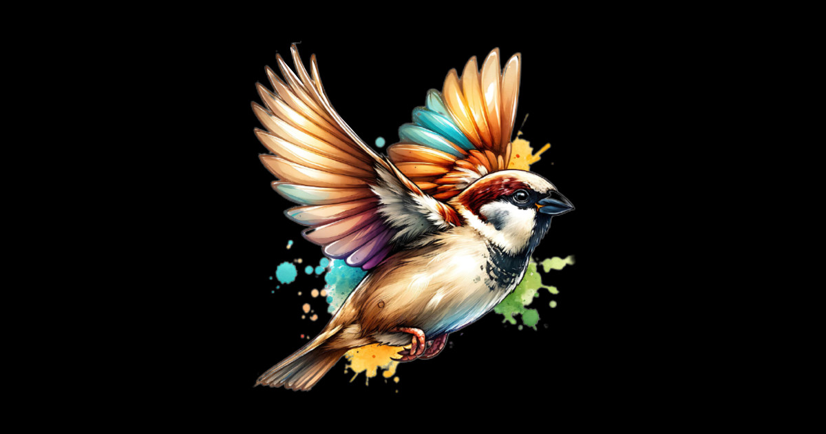 Watercolor Flying House Sparrow Bird - House Sparrow - Posters and Art ...