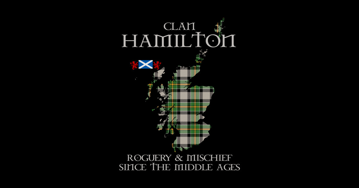 Clan Hamilton of Brandon tartan Scotland map Saltire flag and lion ...